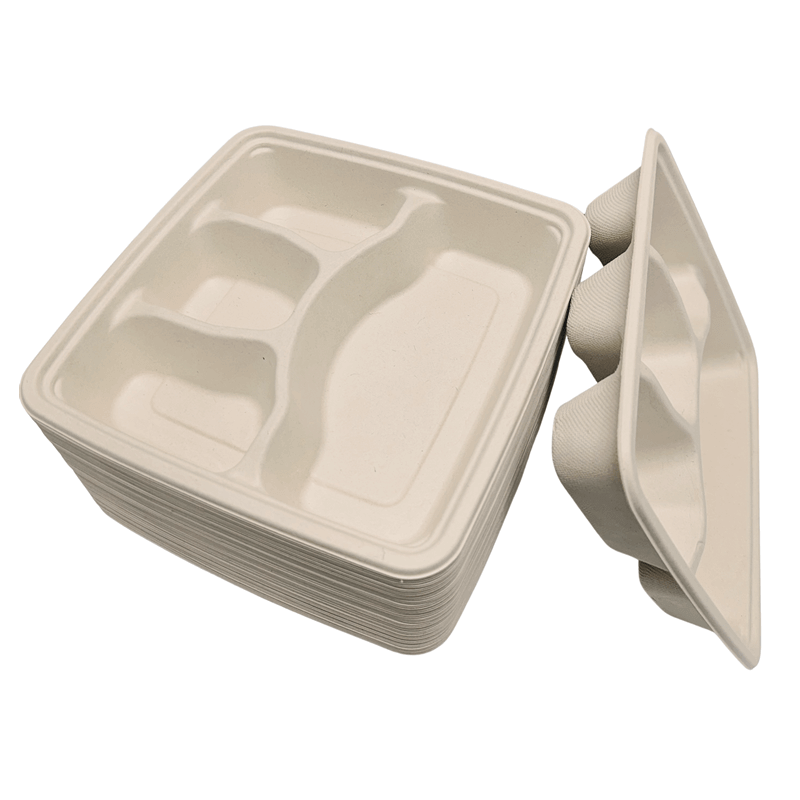 23cm x 5cm Square 4 CPT Plate - Disposable Green