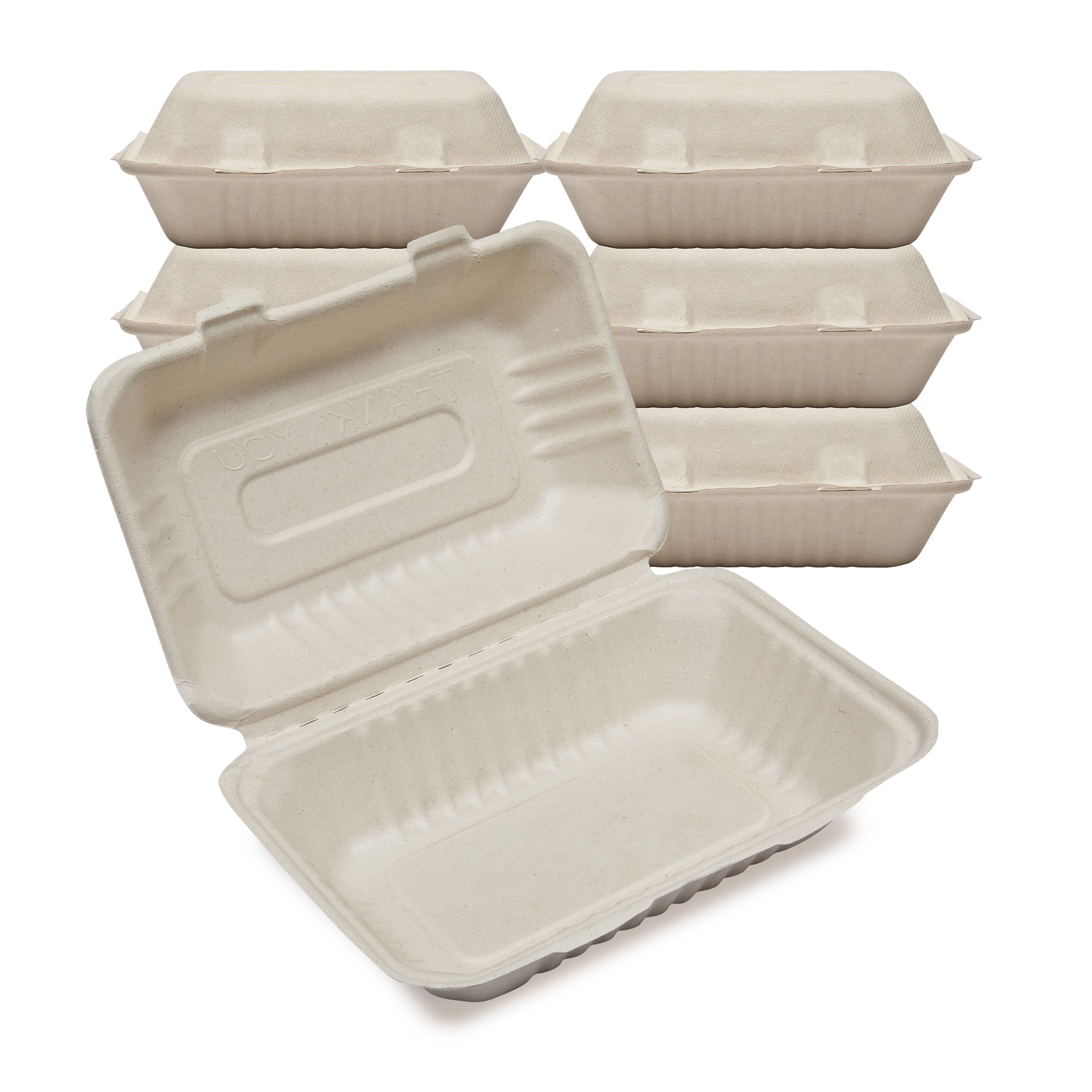 9"×6" Bagasse Clamshell (23 x16 x 4.5/8CM) - Disposable Green