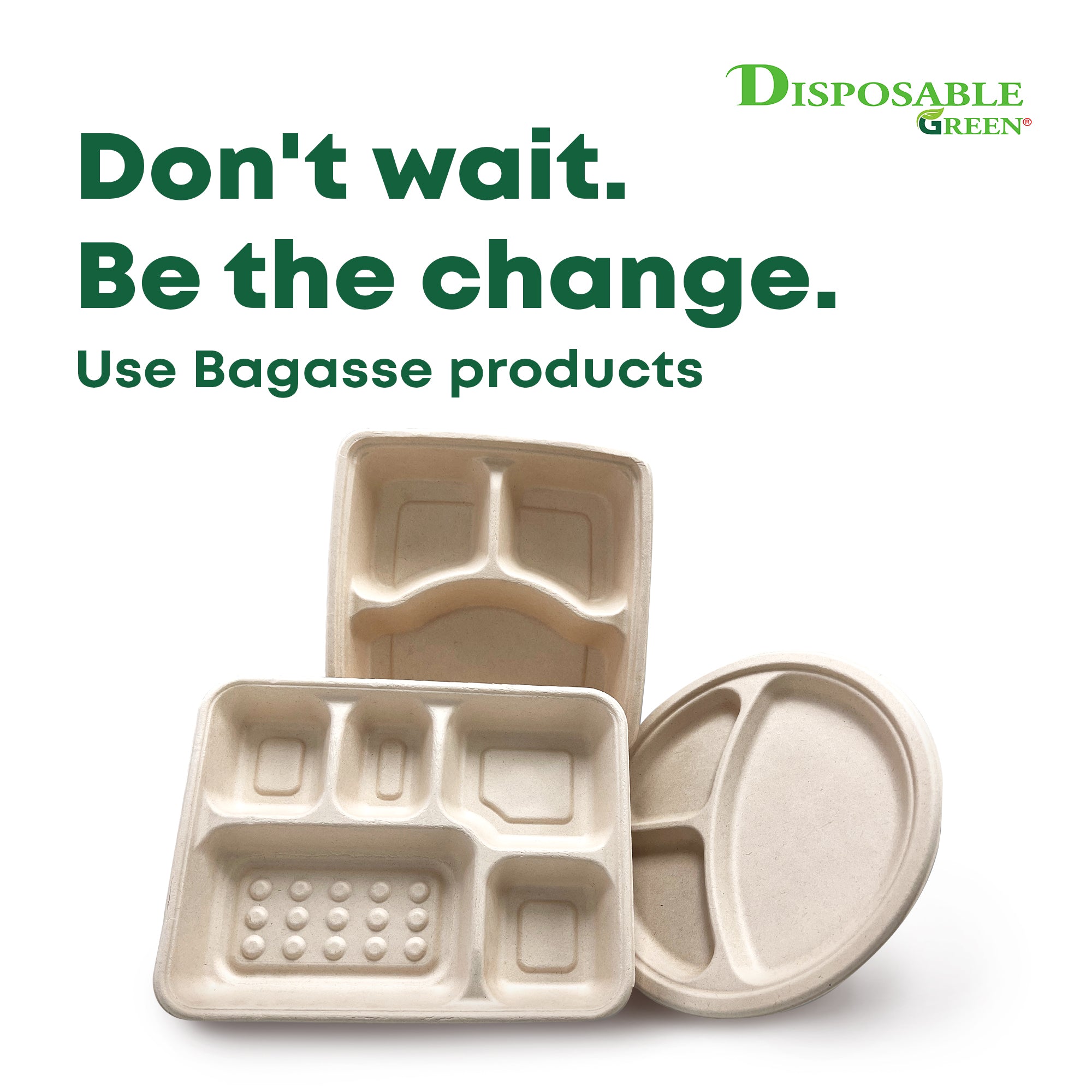 Rectangle Bagasse Plate 5CPT 28cm x 22cm