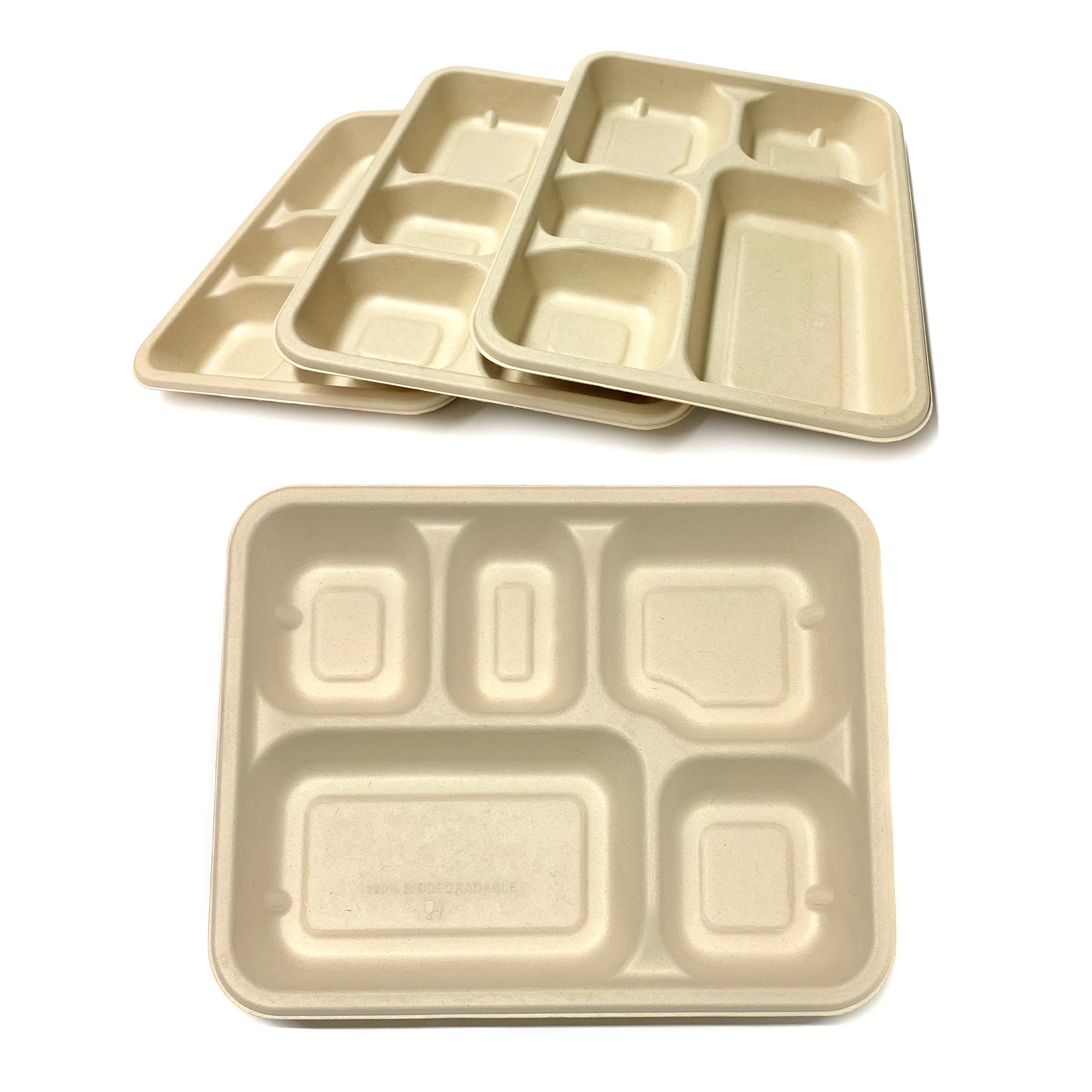 Rectangle Bagasse Plate 5CPT 28cm x 22cm - Disposable Green