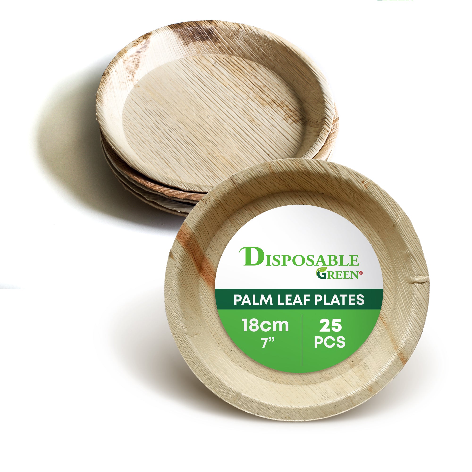 Round Plate - 18cm x 2cm - Disposable Green